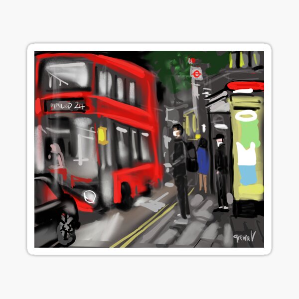"London Bus Stop " Sticker for Sale by Sukhpalgrewal | Redbubble
