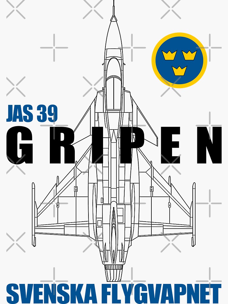 Pegatina «Jas 39 Gripen Fuerza Aérea Sueca» de magazinecombate | Redbubble
