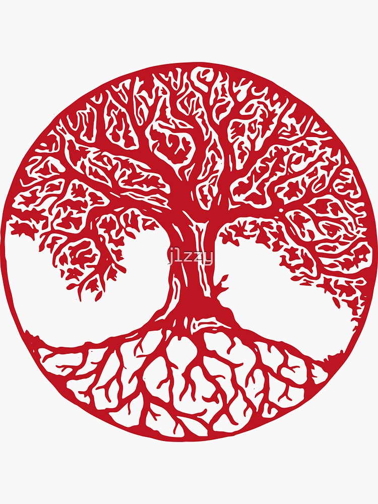 "Yggdrasil Kamon /RED" Sticker for Sale by j1zzy | Redbubble