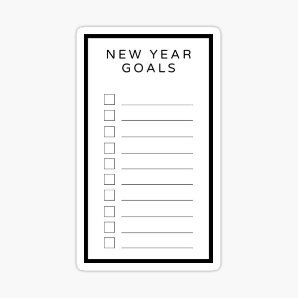 Pegatina «Lista de verificación de metas y resoluciones de año nuevo ...