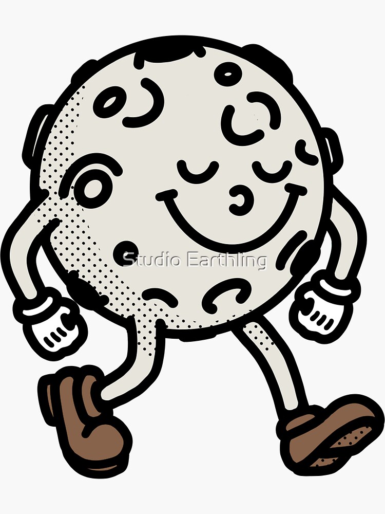"Retro cartoon moon" Sticker for Sale by Studio Earthling | Redbubble