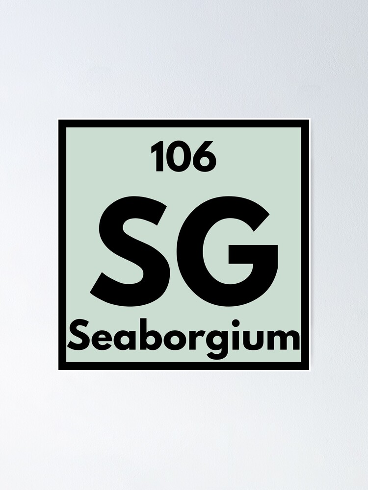 "Periodic Table element number 106 SG Seaborgium" Poster for Sale by ...