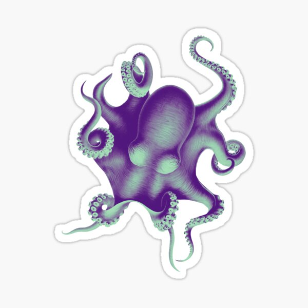 "Octopus Vintage: Alien Green" Sticker for Sale by OutofFocusShop ...