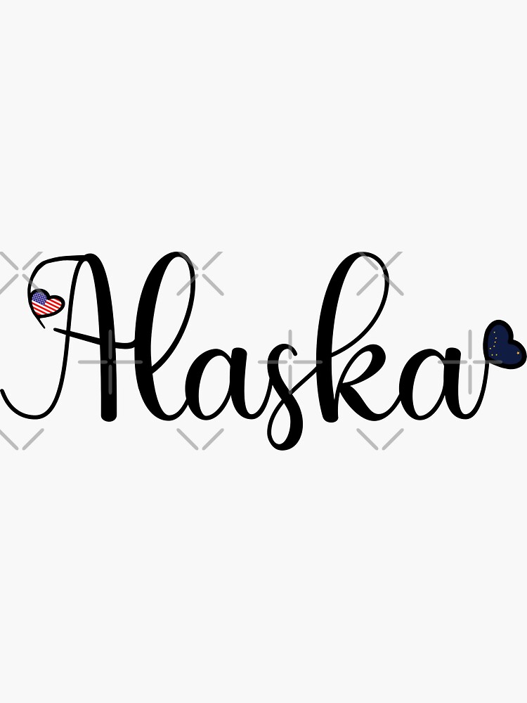 Pegatina «Amo Alaska - Alaska con banderas en forma de corazón» de ...