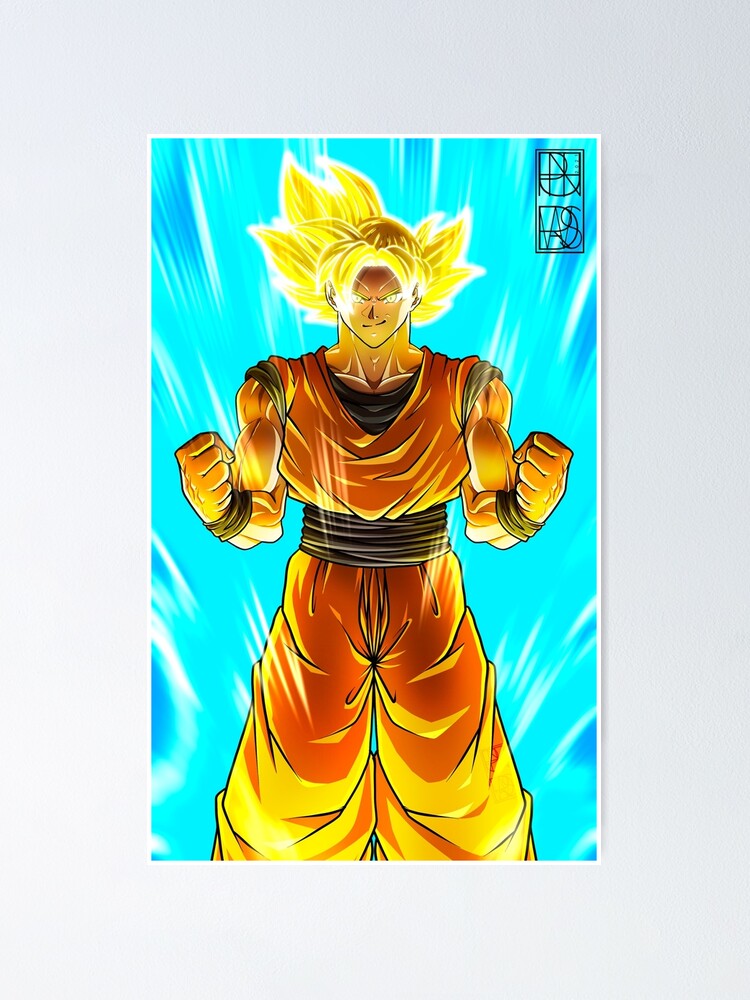 "Golden goku (light aura)" Poster for Sale by PuffinDraws | Redbubble