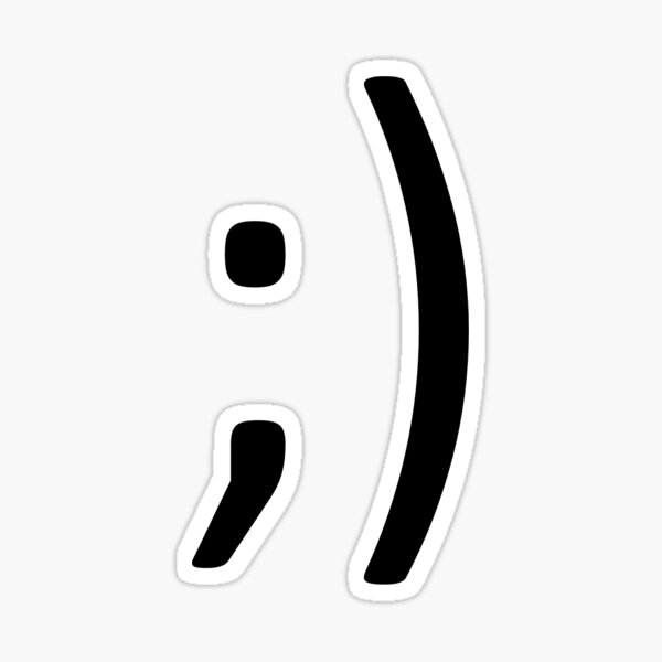"Winking Face ;) Text Emoticon Sticker" Sticker for Sale by mikohl ...