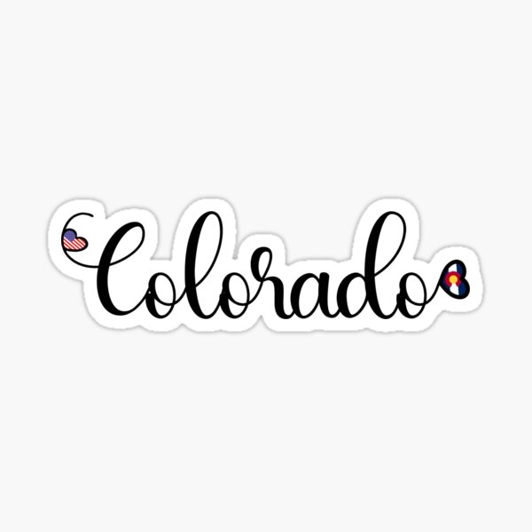 "I Love Colorado - Colorado Script With Heart Shaped Flags" Sticker for ...