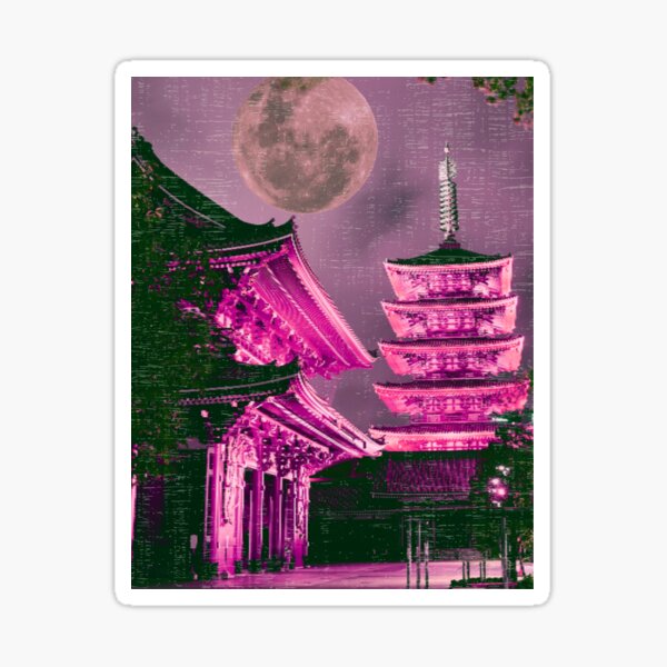 "Full Moon Night In Japan" Sticker for Sale by AmmarIbrahim47 | Redbubble