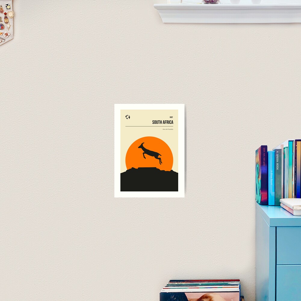 "South Africa Minimal Springbok Table Mountain Poster" Art Print for ...
