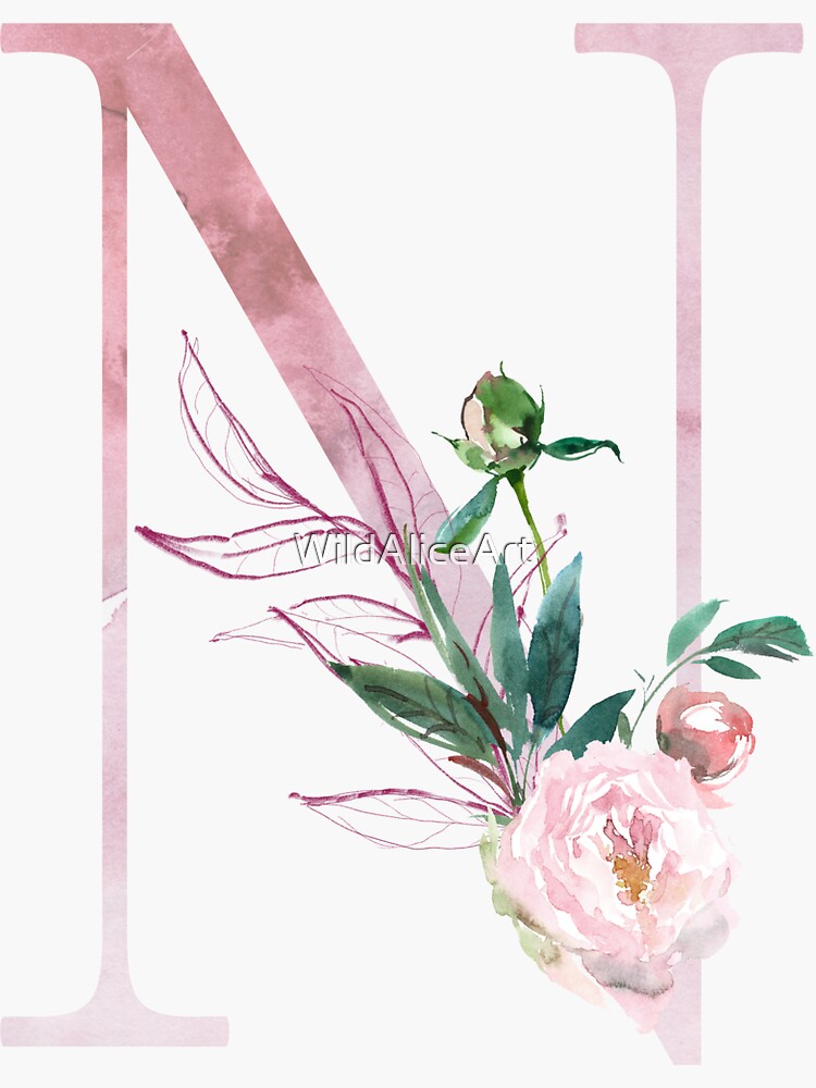 "Pink Letter N" Sticker for Sale by WildAliceArt | Redbubble