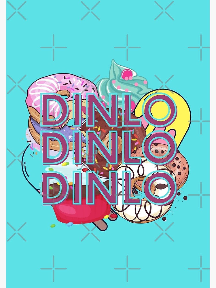 "Blue Dinlo sign on pile of doughnuts with blue background" Poster for ...