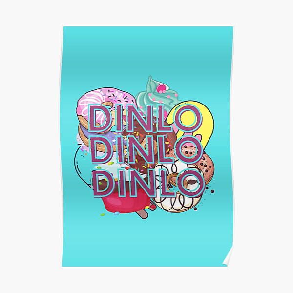 "Blue Dinlo sign on pile of doughnuts with blue background" Poster for ...