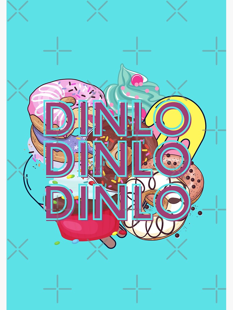 "Blue Dinlo sign on pile of doughnuts with blue background" Sticker for ...