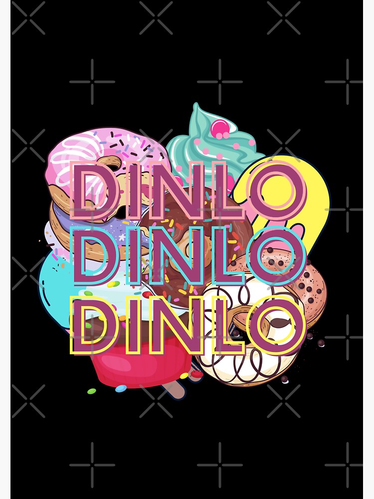 "Rainbow Dinlo sign on pile of doughnuts with black background" Sticker ...