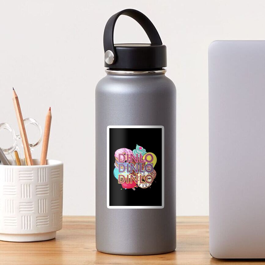 "Rainbow Dinlo sign on pile of doughnuts with black background" Sticker ...