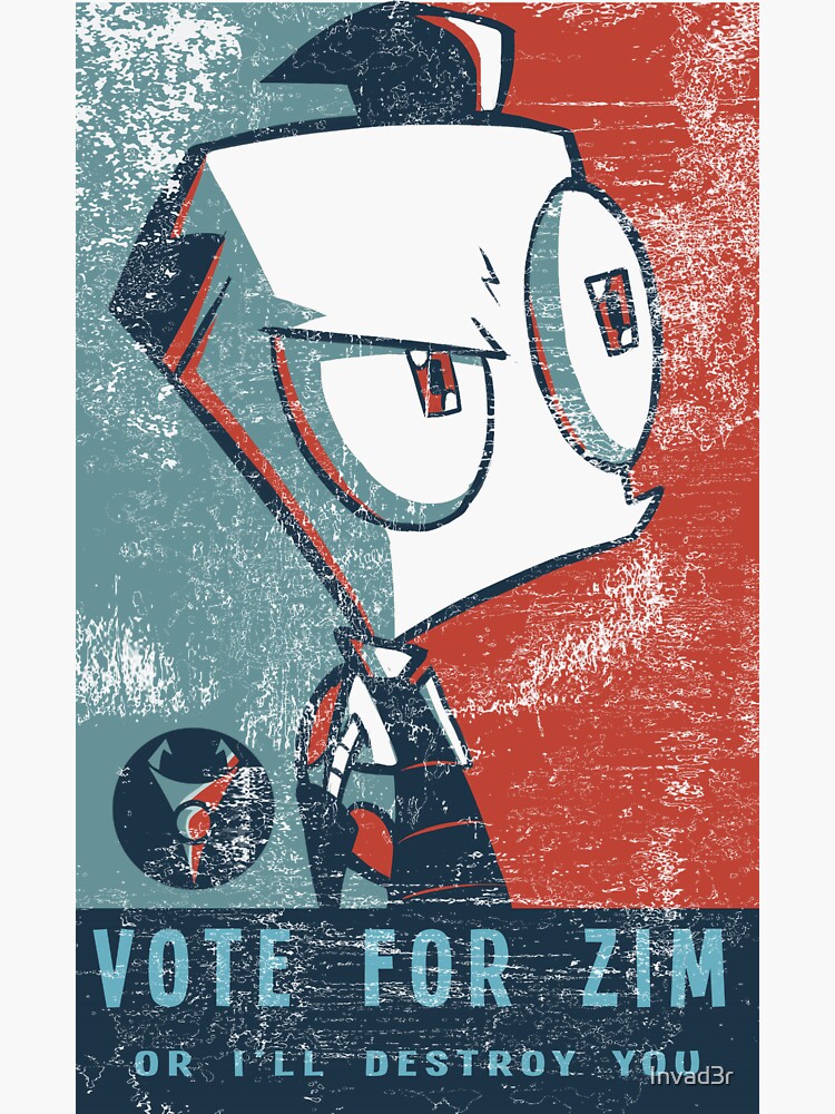 "Vote For Zim" Sticker for Sale by Invad3r | Redbubble