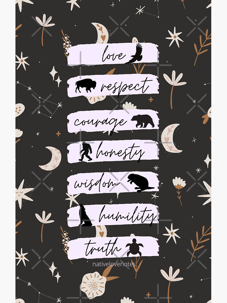 "7 teachings" Sticker for Sale by nativelovenotes | Redbubble
