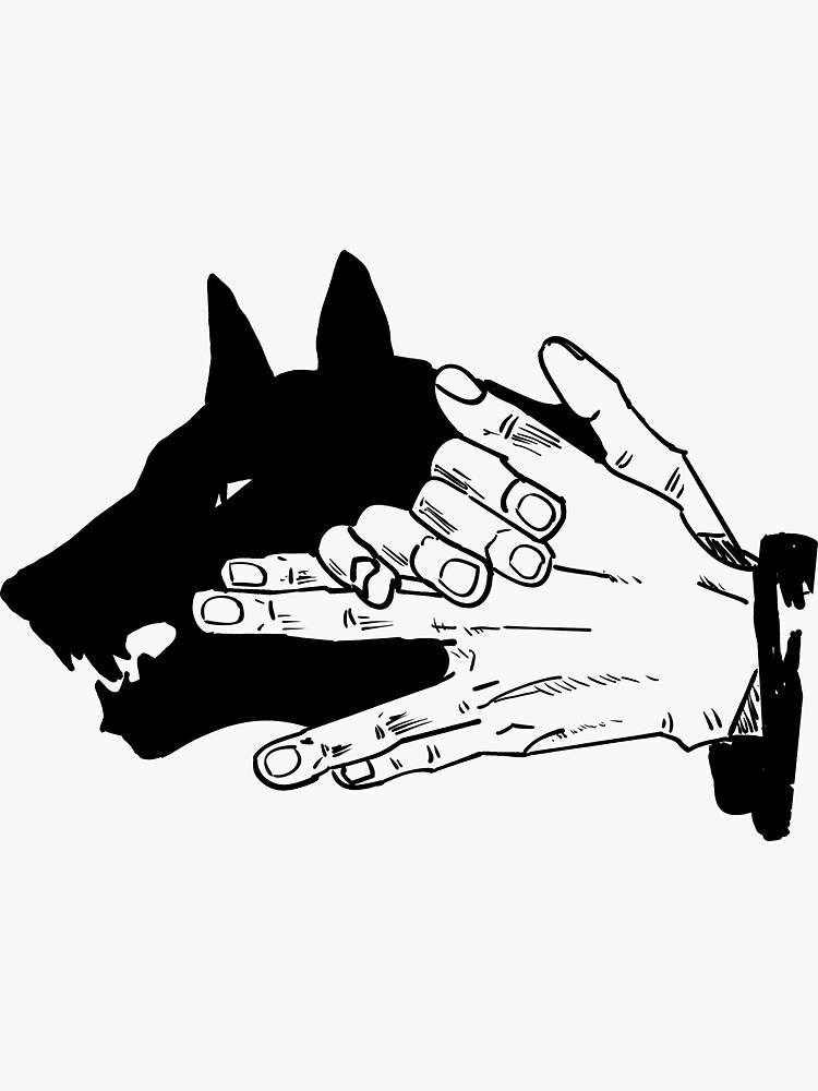 " Ten Shadows Sign Shikigami divine dog Hand sign dog kon" Sticker for ...