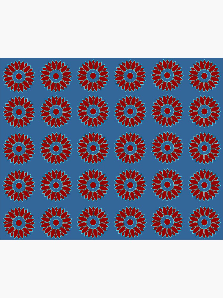 "Flower design light blue background with red flowers " Sticker by ...