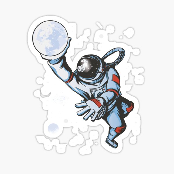 "Astronaut basketball with moon" Sticker for Sale by DerSenat | Redbubble