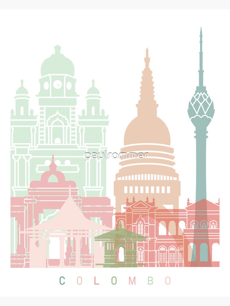"Colombo skyline poster pastel" Sticker for Sale by paulrommer | Redbubble
