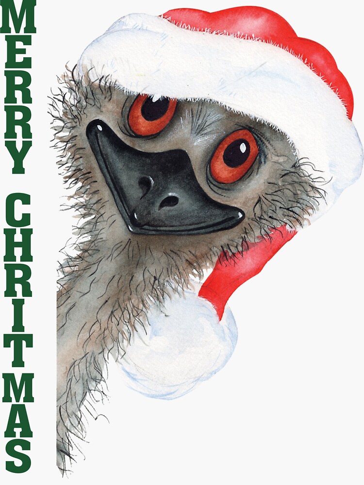 "Santa's Emu Christmas, Australian Christmas" Sticker for Sale by ...
