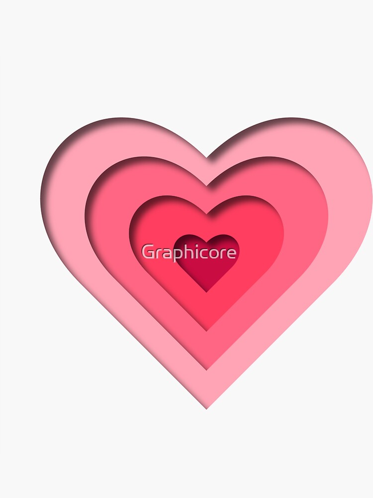 "Pink heart layer" Sticker by Graphicore | Redbubble