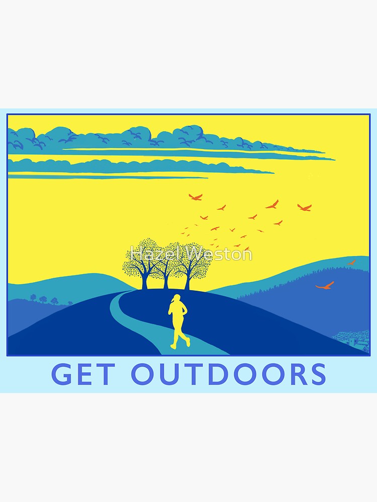 "Get outdoors poster" Sticker for Sale by PaulWeston68 | Redbubble