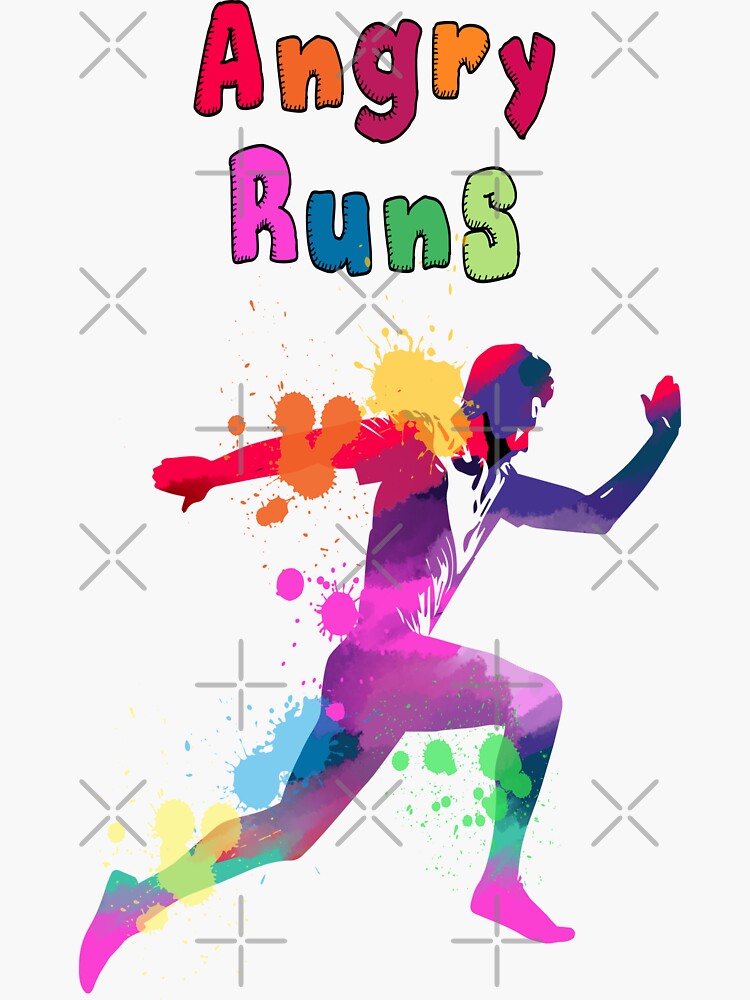 "Angry Runs Good Morning Football Painted Runner" Sticker for Sale by ...
