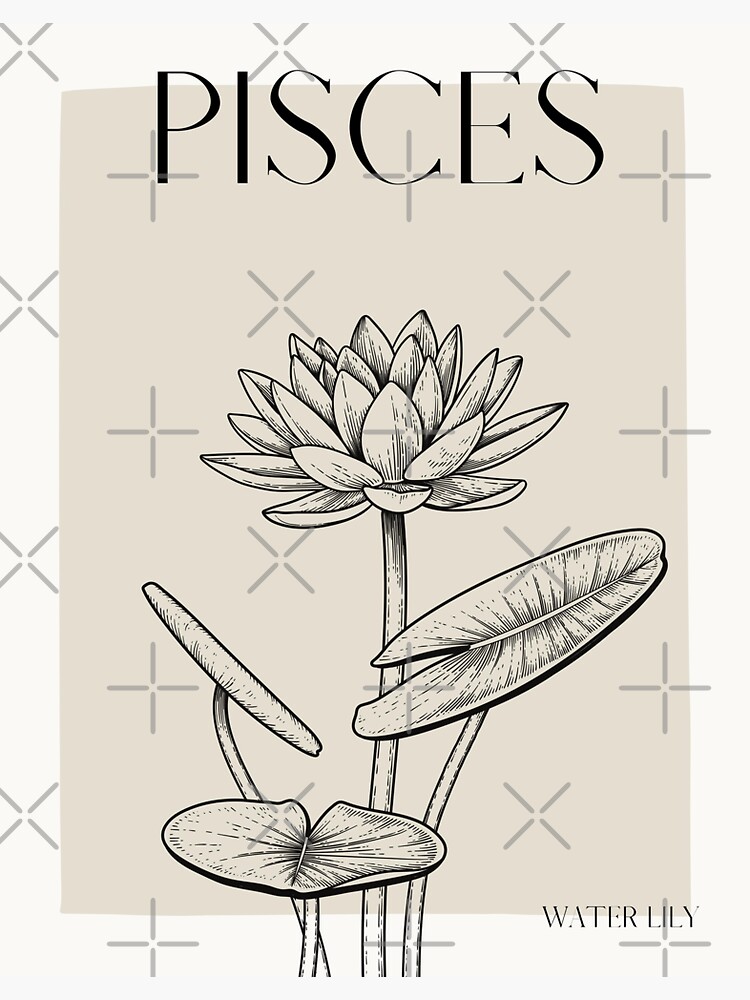 "Pisces Flower Art Design, Water Lily Flower, Matisse Style Artwork ...