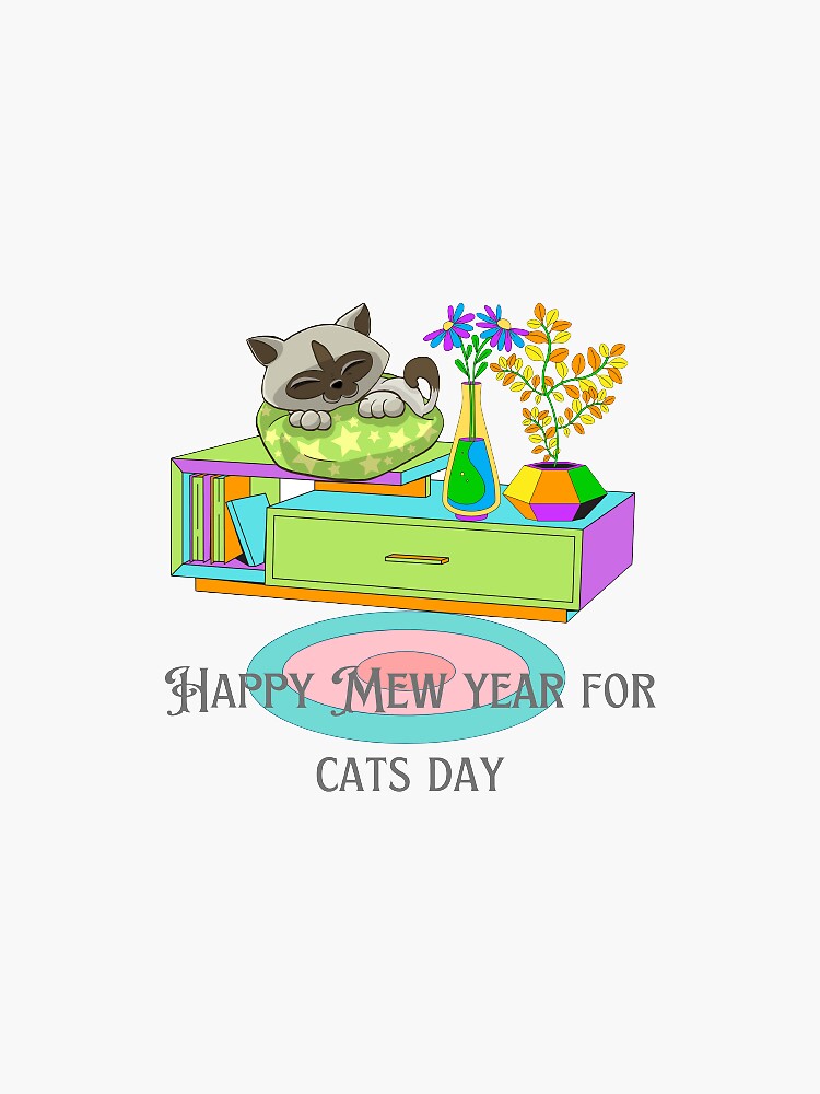 "Happy Mew Year For Cats Day" Sticker for Sale by Designuproar | Redbubble