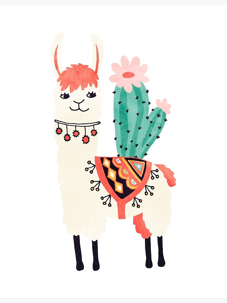 "Llama with cactus and flowers" Poster for Sale by Komra-art | Redbubble