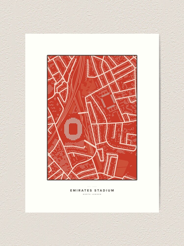 "Emirates Stadium Dotted Map - Arsenal Football Club" Art Print for ...