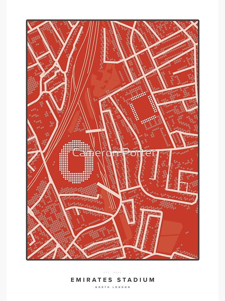 "Emirates Stadium Dotted Map - Arsenal Football Club" Art Print for ...