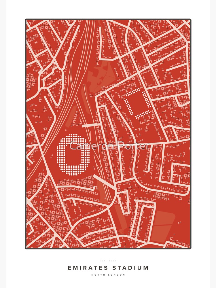 "Emirates Stadium Dotted Map - Arsenal Football Club" Sticker for Sale ...