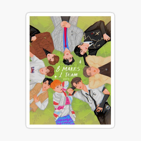 "8 Makes 1 Team" Sticker for Sale by glittaered | Redbubble