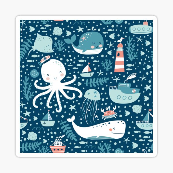 "Boy Navy Blue and White Nautical Pattern" Sticker for Sale by ...