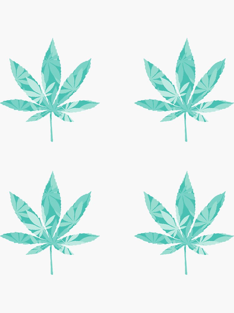 "Blue Green Cannabis Leaf Sticker Set" Sticker for Sale by ...