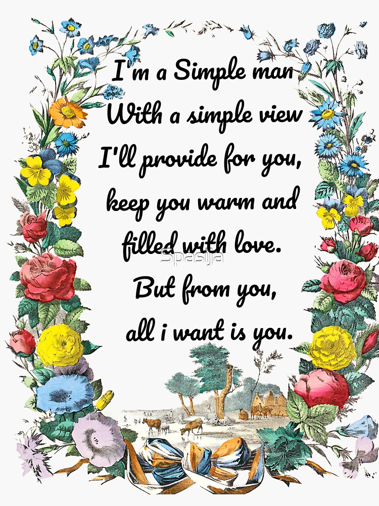 "Poem about a Simple Man." Sticker for Sale by Spasija | Redbubble