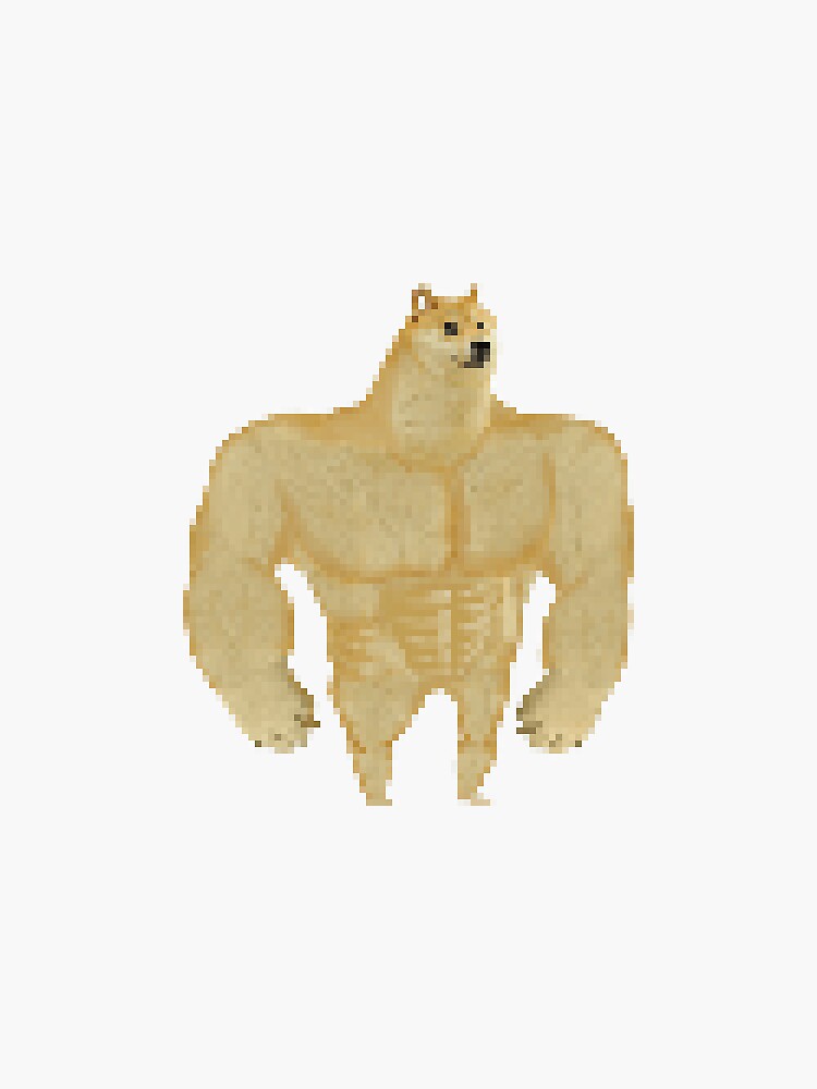 "Pixelated Muscular Doge Much Strong" Sticker for Sale by ally-san ...