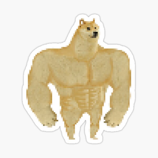 "Pixelated Muscular Doge Much Strong" Sticker for Sale by ally-san ...