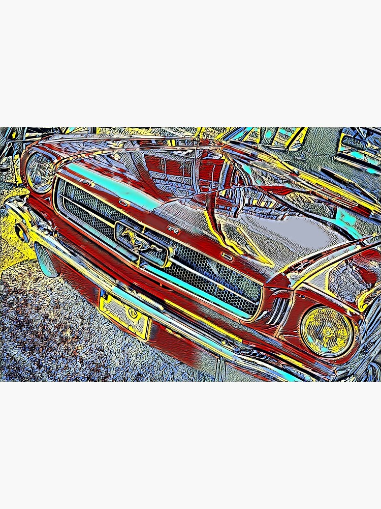 " Cherry Red Vintage Ford Mustang Cross-Shot" Poster by jethroucc ...