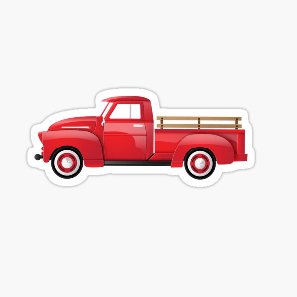 "Vintage Red Truck" Sticker for Sale by FeatureGifts | Redbubble