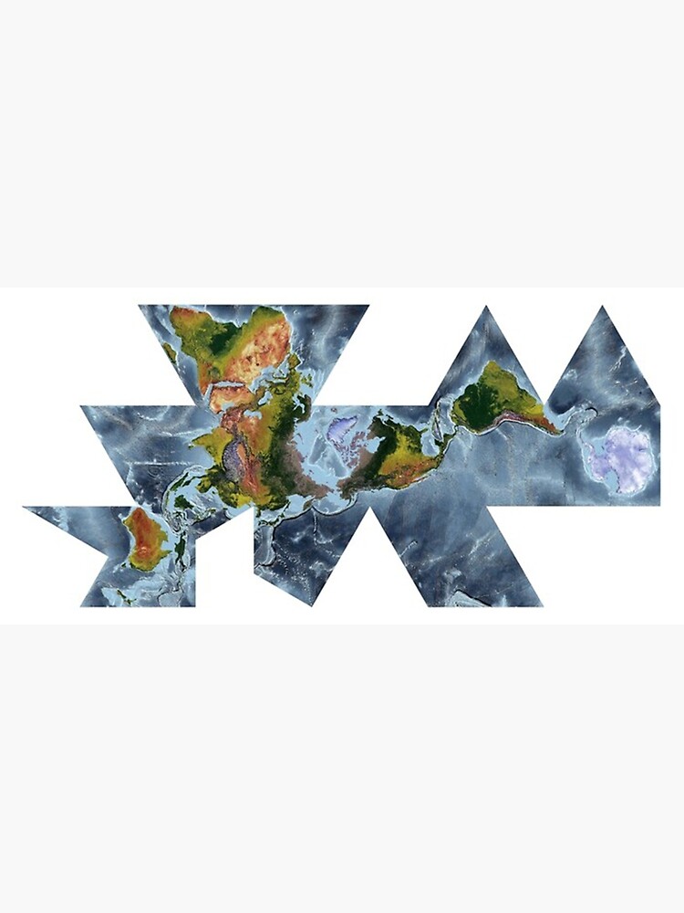 "Fuller projection - World Map showing land and oceans" Poster by ...