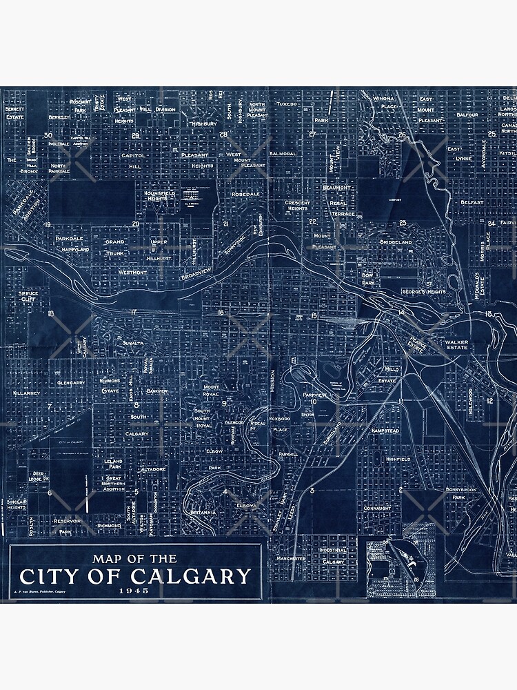 "1945 Vintage Map of Calgary, Alberta" Poster by gin-nek-shop | Redbubble