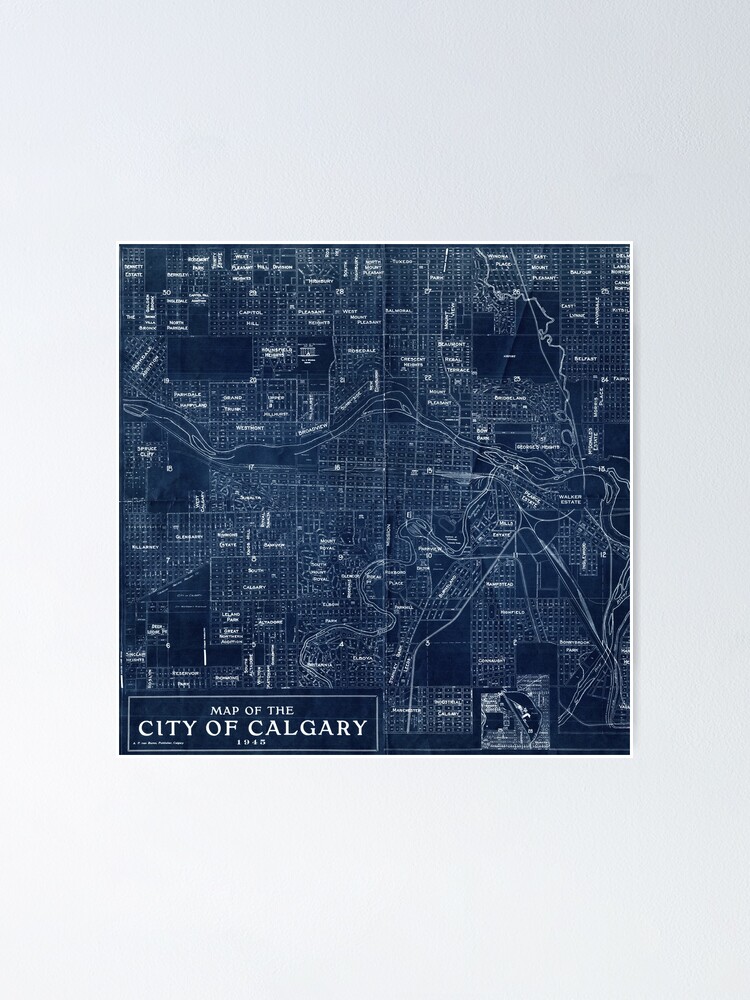 "1945 Vintage Map of Calgary, Alberta" Poster by gin-nek-shop | Redbubble