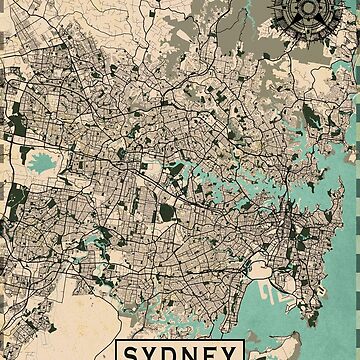 "Sydney City Map of Australia - Vintage" Poster for Sale by deMAP ...