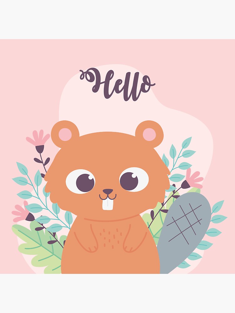 "Cute Beaver - Hello" Sticker for Sale by DiamondConcepts | Redbubble