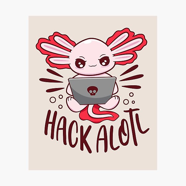 Lámina fotográfica «Funny Kawaii Axolotl Hacker - Cute Coder Nerd ...