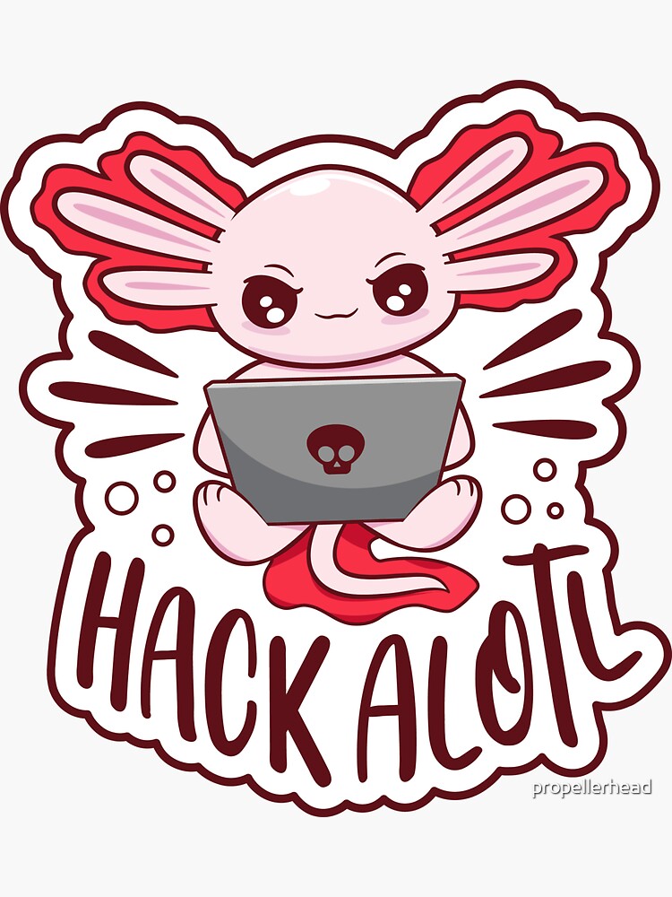 Pegatina «Funny Kawaii Axolotl Hacker - Cute Coder Nerd Salamander» de propellerhead | Redbubble